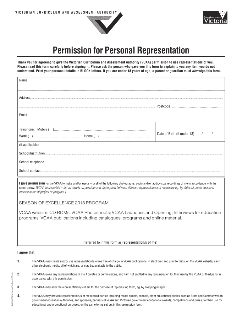 Fillable Online Permission for Personal Representation Fax Email Print - pdfFiller