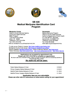 Fillable Online co mendocino ca SB 420 Medical Marijuana Identification ...