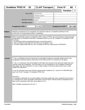 Fillable Online Version: 2 68 CLAP Transport Form N i Guideline TPED N ...