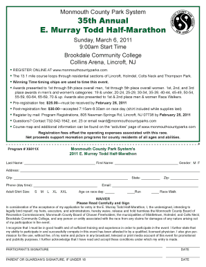 Fillable Online Murray Todd Half-Marathon Fax Email Print - pdfFiller