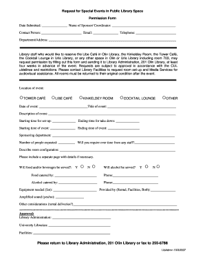 Fillable Online library cornell Permission Form Events-1.doc Fax Email ...