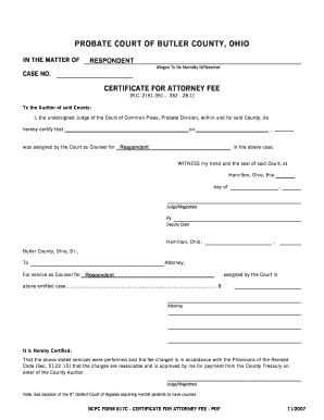 Fillable Online butlercountyprobatecourt 817C bCertificateb for ...
