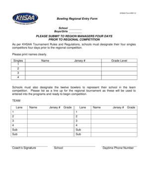 Fillable Online khsaa BW110 Regional Entry Form (PDF) - khsaa Fax Email ...