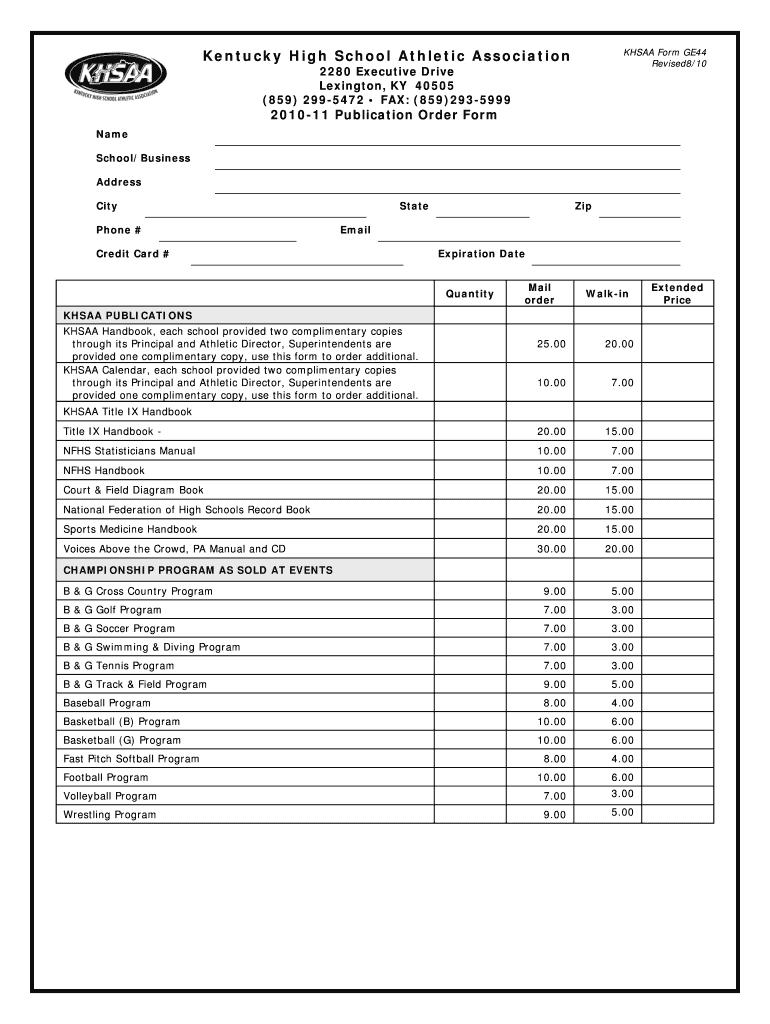 Fillable Online 2010-11 Publication Order Form Fax Email Print - pdfFiller
