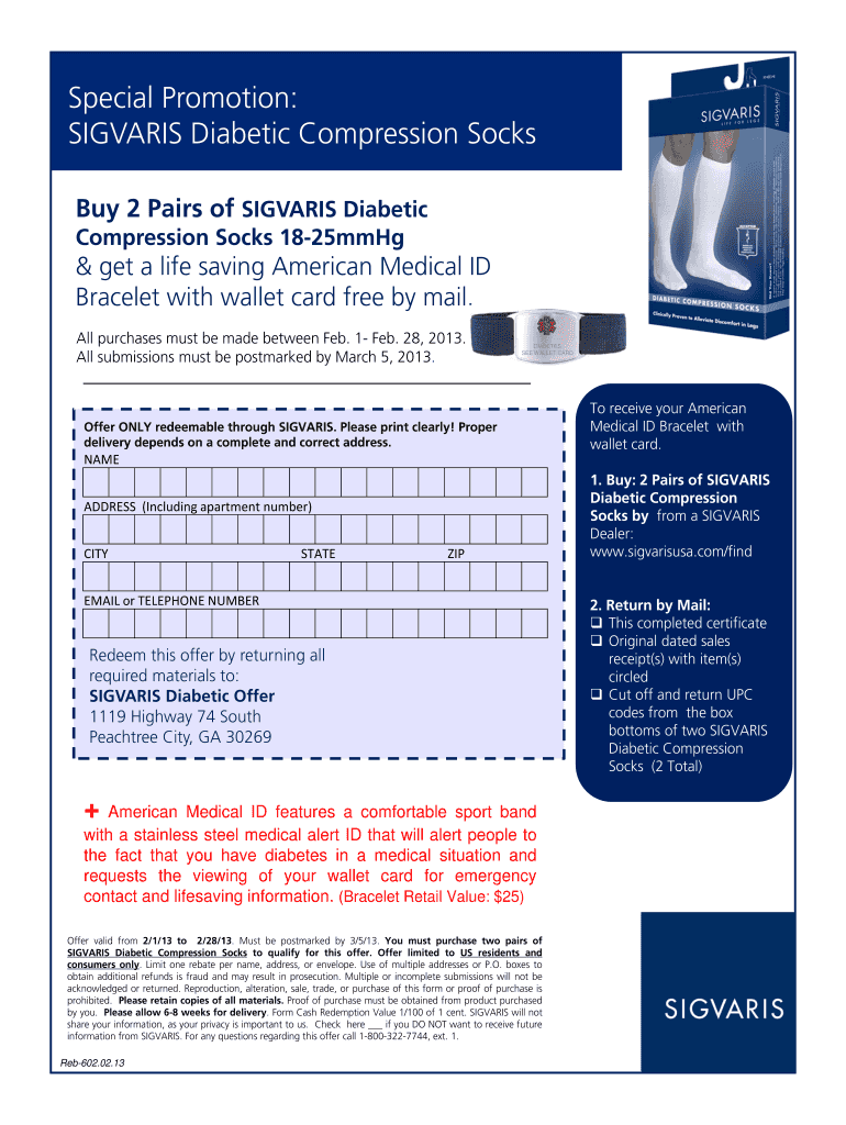 Fillable Online SIGVARIS Diabetic Compression Socks Special Promotion ...