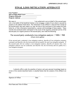 Fillable Online FINAL LOSS MITIGATION AFFIDAVIT Fax Email Print - pdfFiller