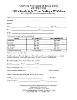 Fillable Online aatb 2008 - Standards for Tissue Banking - 12 ...