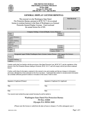 Fillable Online wsp wa General Display License Renewal Form ...