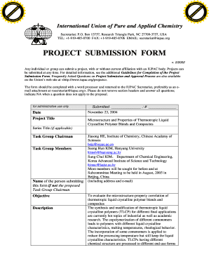 Fillable Online old iupac PROJECT SUBMISSION FORM - the old site - IUPAC - old iupac Fax Email ...