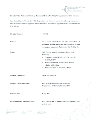 Fillable Online Circular Title: Revision of Working Hours and Flexible ...