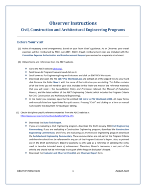 Fillable Online asce Observer Instructions - asce Fax Email Print - pdfFiller