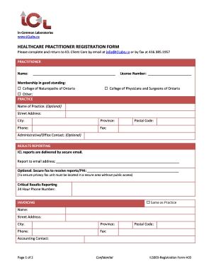 Fillable Online hicl on HEALTHCARE PRACTITIONER REGISTRATION FORM Fax ...