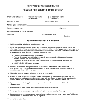 Fillable Online Kitchen Use Request Form - Trinity United Methodist ...
