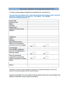Fillable Online DVA Nomination Form - Sunderland SCB Fax Email Print ...