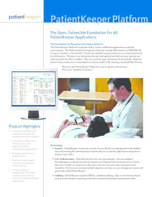 Fillable Online PatientKeeper Platform Fax Email Print - pdfFiller