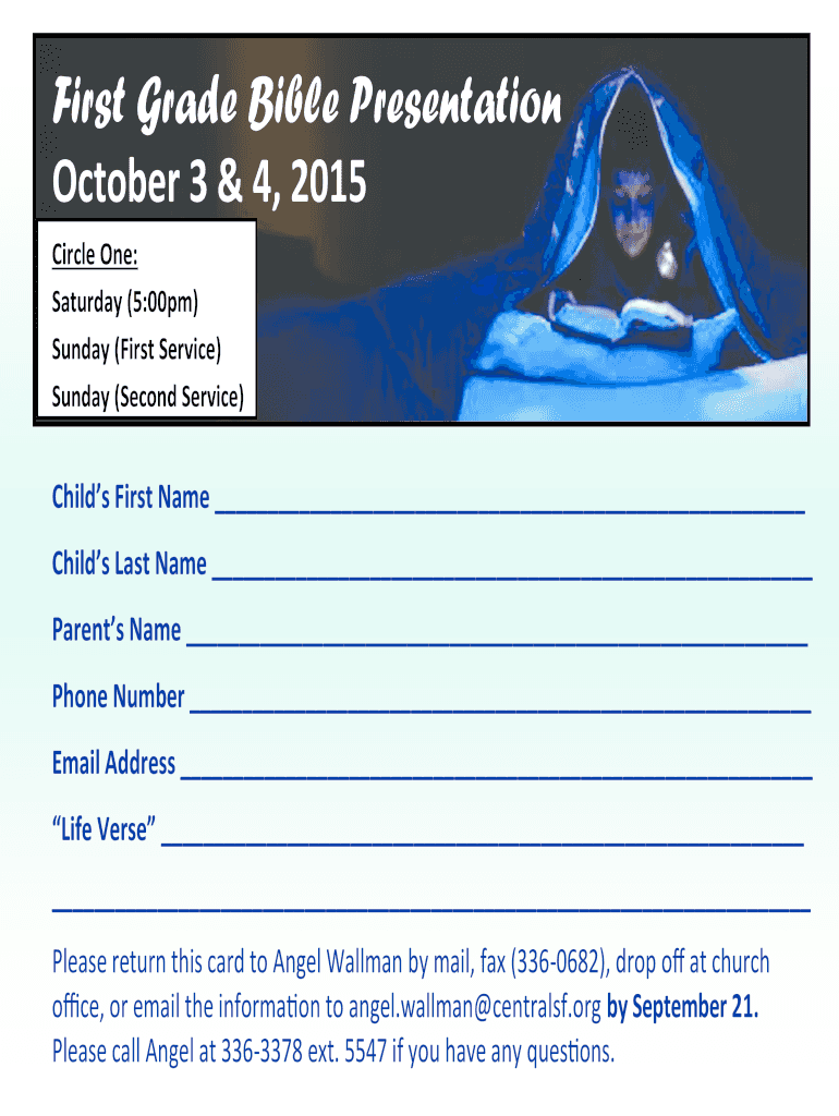 Fillable Online centralsf First Grade Bible Presentation First Grad First Grade Bible ...