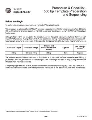 Fillable Online Procedure & Checklist 500 bp Template Preparation Fax ...