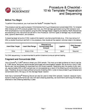 Fillable Online Procedure & Checklist - 10 kb Template Preparation and ...