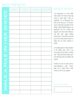 Fillable Online csgreeley Sponsor Tracking Form - csgreeleyorg Fax ...