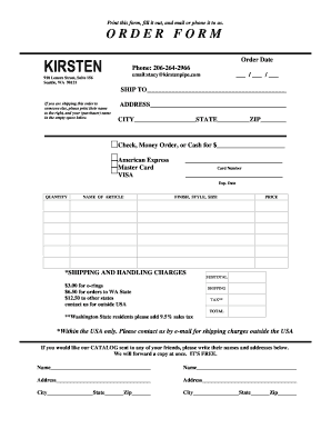 Fillable Online FK Kirsten - Paper Order bFormb Fax Email Print - pdfFiller