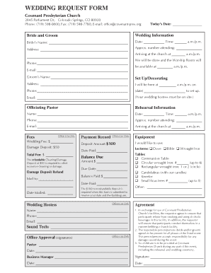 Fillable Online covenant-pres WEDDING REQUEST FORM - bCovenantb bPresb ...