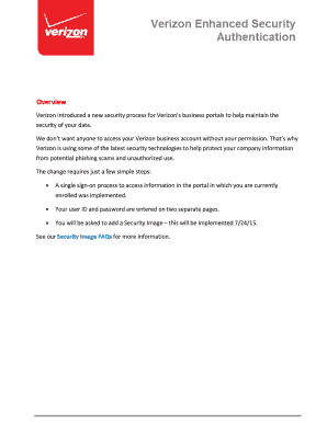 Fillable Online Verizon introduced a new security process for Verizons ...