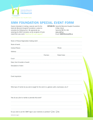 Fillable Online smhf SMH FOUNDATION SPECIAL EVENT FORM Fax Email Print ...