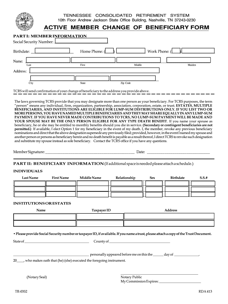 Fillable Online Active Member Change of Beneficiary - Clay County High ...