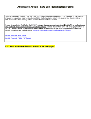 Fillable Online Affirmative Action - EEO Self-Identification Forms Fax Email Print - pdfFiller
