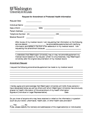 Fillable Online informationsecurity wustl Request for Amendment of ...