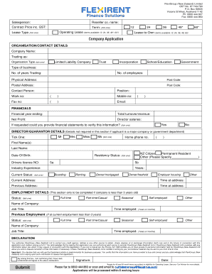 Fillable Online flexirent co Company Application - bflexirentbbcobbnzb ...
