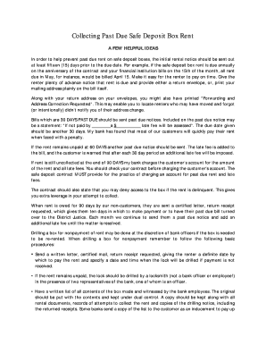 Fillable Online Collecting Past Due Safe Deposit Box Rent Fax Email ...