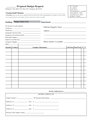 Fillable Online Budget request form - Fredonia Unified School District ...