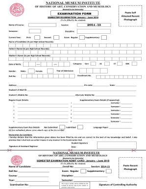 Fillable Online nmi gov EXAMINATION FORM Paste Self Attested Recent ...