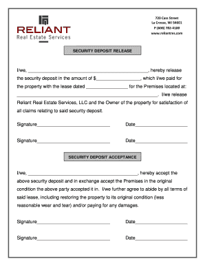 Fillable Online Security Deposit Release Formdocx Fax Email Print ...