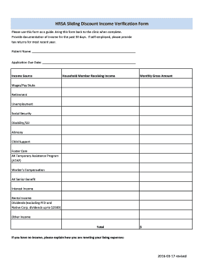 Fillable Online searhc HRSA Income bVerification formb 03-17-2016 ...