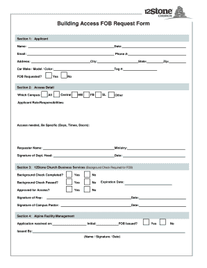 Fillable Online Building Access FOB Request Form - 12Stone Fax Email ...