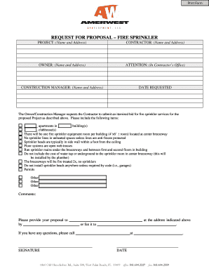 Fillable Online REQUEST FOR PROPOSAL FIRE SPRINKLER - awdcnet Fax Email ...