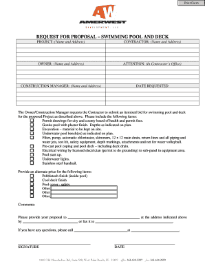 Fillable Online REQUEST FOR PROPOSAL SWIMMING POOL AND DECK Fax Email ...