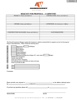 Fillable Online REQUEST FOR PROPOSAL CARPENTRY Fax Email Print - pdfFiller