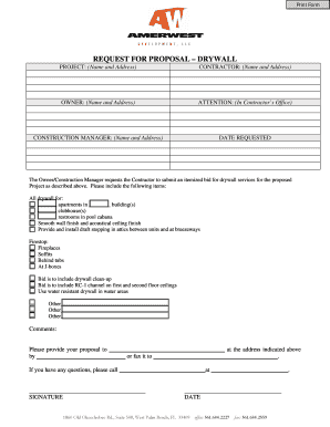 Fillable Online REQUEST FOR PROPOSAL DRYWALL - awdcnet Fax Email Print ...