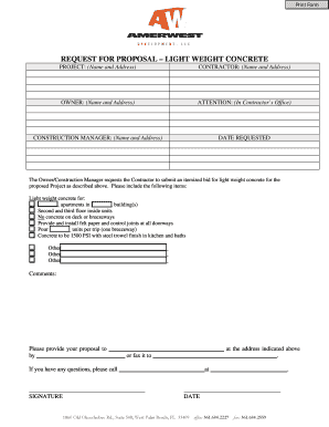 Fillable Online REQUEST FOR PROPOSAL LIGHT WEIGHT CONCRETE Fax Email ...