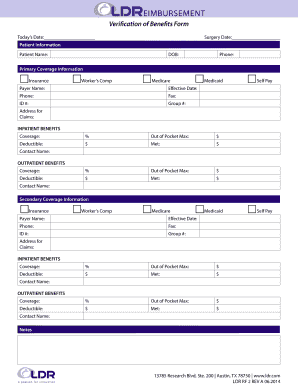 Fillable Online Verification of Benefits Form Fax Email Print - pdfFiller