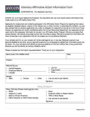 Fillable Online Voluntary Affirmative Action Information Form - AVCON ...