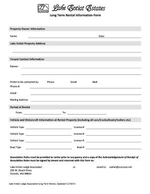 Fillable Online suncove LAKE ENTIAT ESTATES Long Term Rental ...
