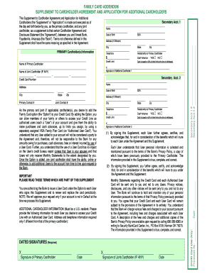 Fillable Online SUPPLEMENT TO CARDHOLDER AGREEMENT AND APPLICATION FOR Fax Email Print - pdfFiller