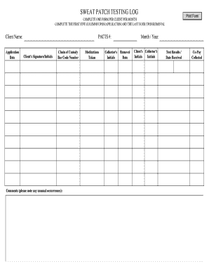 Fillable Online txwp uscourts SWEAT PATCH TESTING LOG Fax Email Print ...