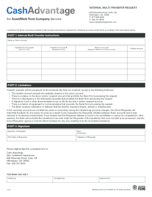 Fillable Online INTERNAL MULTI-TRANSFER REQUEST PART ... - Cash ...