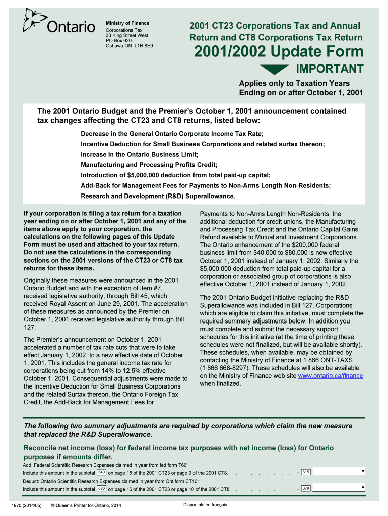 Fillable Online forms ssb gov on 2001 CT23 Corporations Tax and Annual ...