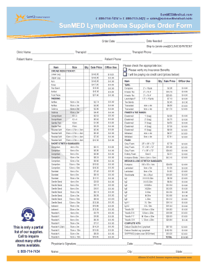 Fillable Online SunMED Lymphedema Supplies Order Form t 800-714-7434 f ...